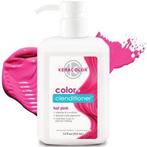 keracolor clenditioner hot pink hair dye - semi permanent hair color depositing conditioner, cruelty-free, 12 fl. oz.