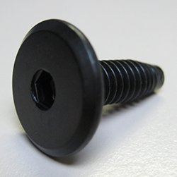 decorative head bolts, 1/4-20 x 20mm, fully threaded m4 hex drive, 17mm head diameter, steel (50, black oxide)