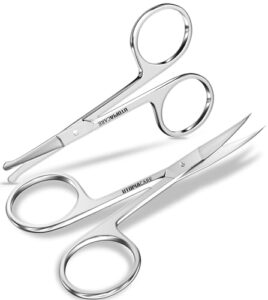 utopia care eyebrow scissors, small scissors for men and women - curved and rounded nose hair scissors for grooming mustache, beard, eyelashes, ear hair trimming- professional stainless steel - silver