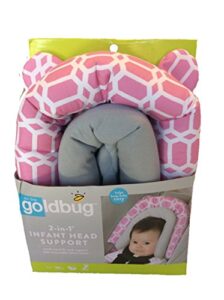 goldbug 2-in-1 infant car seat head support pink, white