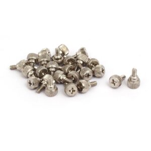 uxcell computer pc case metal flat head knurled thumb screw m3.5x6mm silver tone 25pcs