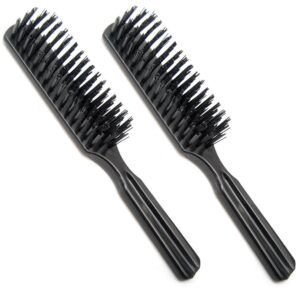 luxxii (pack 2) 7.5" pocket plastic handle nylon bristles brushes hair comb designed for all hair types (black)