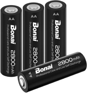 bonai 4 packs 2800mah aa rechargeable batteries 1.2v ni-mh low self discharge high capacity