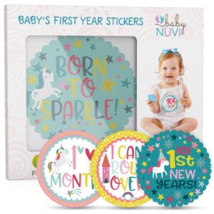 28 pack baby monthly milestone stickers for girls