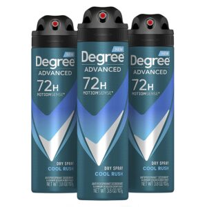 degree men antiperspirant deodorant dry spray cool rush 3 count deodorant for men with motionsense technology 3.8 oz