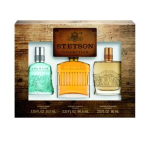 stetson omni 3pc set decanter set - 2.25oz cologne perfume (original) + 1.75oz cologne perfume (fresh) + 2oz cologne perfume (rich suede)