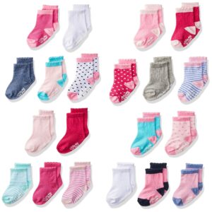 little me 20-pair newborn baby infant & toddler girls socks, 0-12/12-24 months, assorted size pack, multi, 20 count (pack of 1)