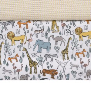 dwellstudio safari animal print crib skirt, gray/yellow/orange