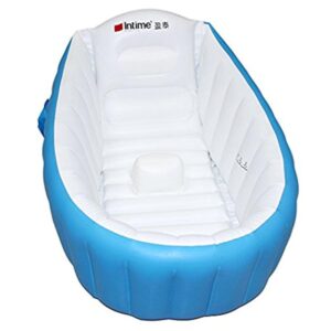 inflatable baby bathtub, kid infant toddler infant newborn inflatable foldable shower pool (blue)