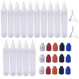 joywee (15 pack, multi color caps) 30ml pe pen plastic bottle with childproof cap for vape liquid, light oil, paint, eye drops