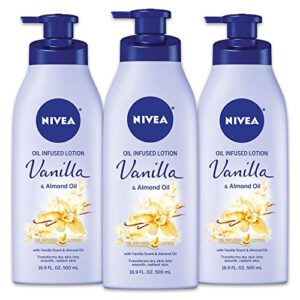 nivea vanilla and almond oil infused body lotion, 50.7 fl oz, pack of 3