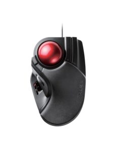 elecom huge trackball mouse, wired, finger-operated, 8-button function, palm rest attached, 52mm smooth red ball windows11, macos (m-ht1urbk)