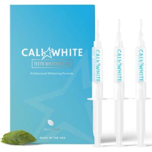 cali white teeth whitening gel refills - 35% carbamide peroxide formula - vegan organic tooth bleach - 3-piece 5 ml syringes for teeth whitening kits - use with uv or led light and trays