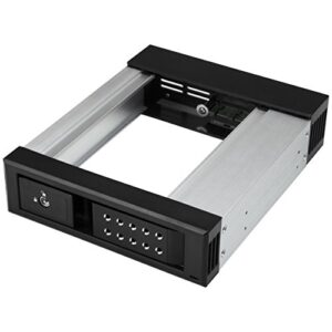 startech.com 5.25" to 3.5" trayless hard drive hot swap bay - removable hard drive bay for 3.5" sata/sas drives - aluminum (hsb1satsasba)