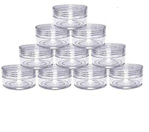 joywee 10gram/10ml round clear empty container jars with clear screw lids bulk for lip balms, makeup samples - bpa free (40 pack, clear)