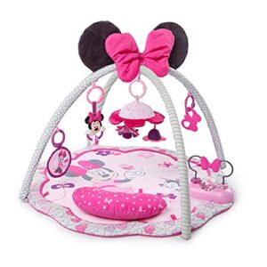 bright starts disney baby minnie mouse garden fun activity gym play mat with melodies, ages newborn +