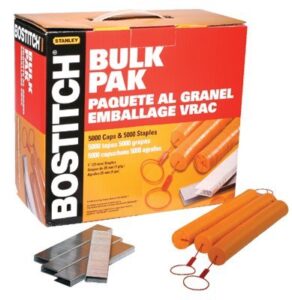 bostitch 1 in. l x 5/16 in. w plastic medium crown caps and staples 18 ga. 5000 pk