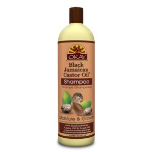 okay black jamaican castor oil shampoo - jamaican castor shampoo for hair growth, natural moisturizing shampoo to strengthen & restore damaged hair for women and men - 33 oz