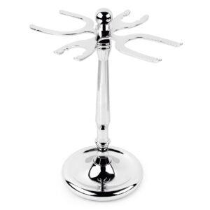 qshave deluxe 4 prong chrome razor and brush stand, prolong the life of your shaving brush