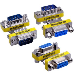 warmstor 6-pack 9pin rs232 serial cable db9 male to male/female to female mini gender changer adapter coupler connector