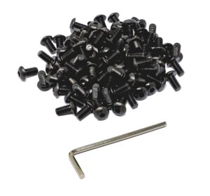 iexcell 100 pcs m5 x 10mm thread pitch 0.8 mm alloy steel 10.9 grade hex socket button head cap screws bolts kit, black oxide finish