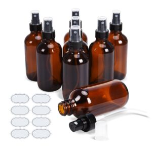 ulg fine mist sprayers 4 oz amber boston bound glass bottles 8 pieces empty spray atomizer aromatherapy cosmetic sprays including waterproof diy labels