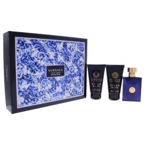 versace 3 piece dylan blue eau de toilette spray gift set for men