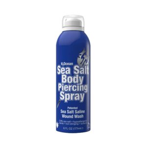 h2ocean sea salt body piercing spray - saline piercing spray for piercings & body modifications - drug-, preservative- & gmo-free vegan piercing aftercare - 6 oz