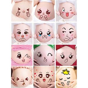 creation core funny facial expressions stickers pregnancy baby bump belly stickers maternity pregnant woman photography props (12 sheets)