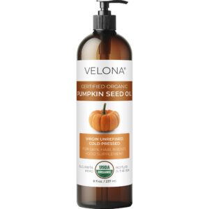 velona pumpkin seed oil usda certified organic - 8 fl oz | 100% pure and natural carrier oil | unrefined, cold pressed