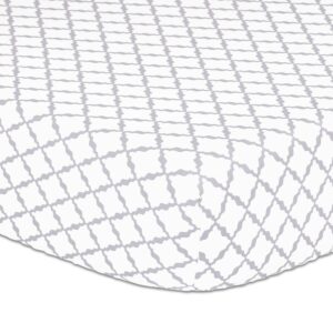 the peanutshell fitted crib sheet for baby boy or baby girl, grey lattice, 100% cotton