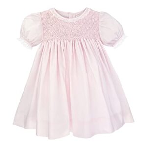 petit ami baby girls' fully smocked dress with lace trim, 9 months, pink