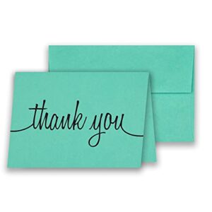 thank you note cards & envelopes - 25 cards and envelopes - small note cards (blue raspberry (aqua))