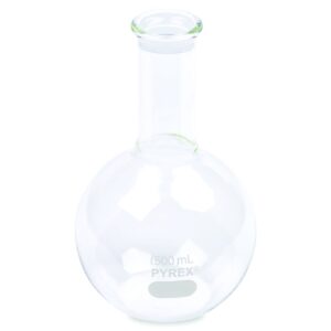 corning pyrex® #4060-500, 500ml long neck boiling flask, flat bottom and tooled mouth (single)