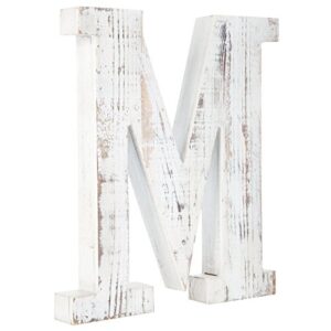 distressed white alphabet wall décor/free standing monogram letter m