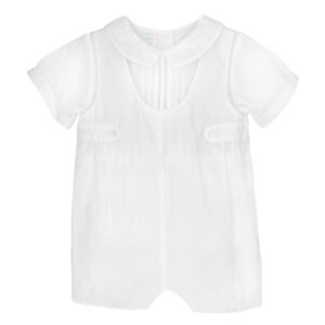 petit ami baby boys’ shortall with pintucks and side tabs, 24 months, white