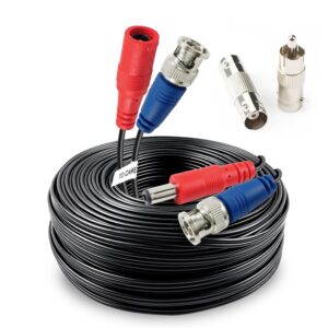 shd 50feet bnc vedio power cable camera video bnc cable wire cord for surveillance cctv security system with connectors(bnc female and bnc to rca)