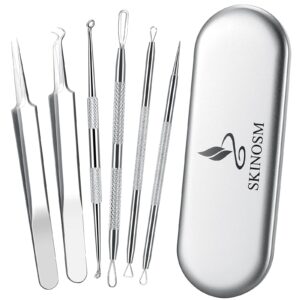 blackhead remover pimple popper tool kit, 6-in-1 blackhead comedone acne blemish pimple extractor tool kit tweezers kit skin care tools for face