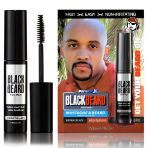 blackbeard formula x - instant, hypoallergenic, temporary tint for 1-day beard, mustache, eyebrow and sideburn color - brown/black, 1 pack