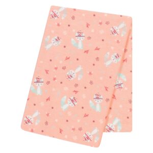 trend lab fox and flowers jumbo deluxe flannel swaddle blanket - baby fox and prairie flowers scatter print, pink, blue, purple and peach, 48 in x 48 in