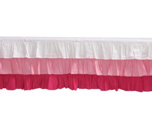 bacati - mix n match solid 3 layer ruffled crib skirt (white/pink/fuschia)