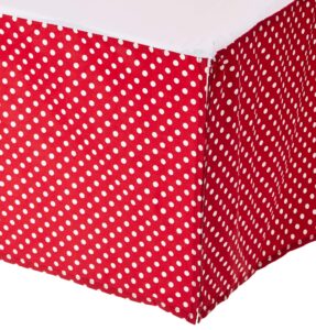 bacati - mix n match pin dots crib/toddler bed skirt dust ruffle (red)