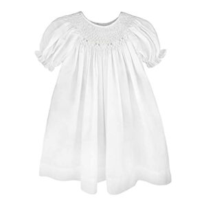 petit ami baby girls' bishop smocked daydress, newborn, white