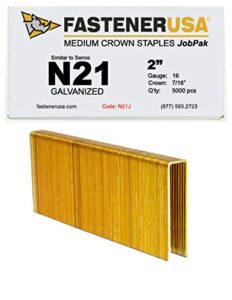 fastenerusa 2" leg x 7/16" crown 16ga galv n21 staples 5,000ct | n21j