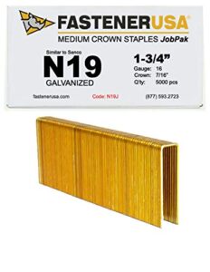 1-3/4" leg x 7/16" crown 16ga galv n19 staples 5,000ct | n19j