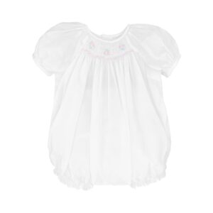 petit ami baby girls' hand-embroidered smocked bubble (white, newborn)