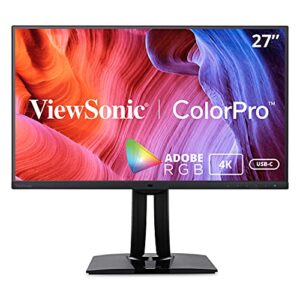 viewsonic vp2785-4k 27-inch 4k ultra hd professional monitor with 99% adobe rgb, delta e<2, hardware colour calibration, 2x hdmi, display port, usb-c for graphic design, photo & video editing