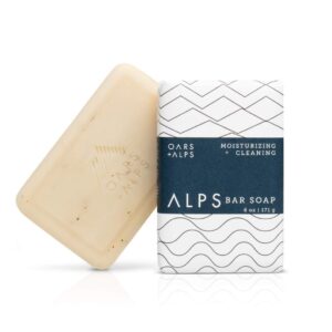 oars + alps moisturizing men's bar soap, dermatologist tested and made with clean ingredients, tsa approved, 1 pack, 6 oz