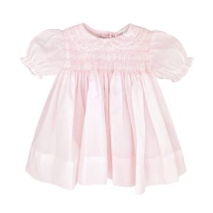 petit ami baby girls' fully smocked dress with lace trim, 3 months, pink