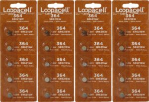 loopacell watch battery button cell sr621sw sr-621sw 364 (pack of 20)